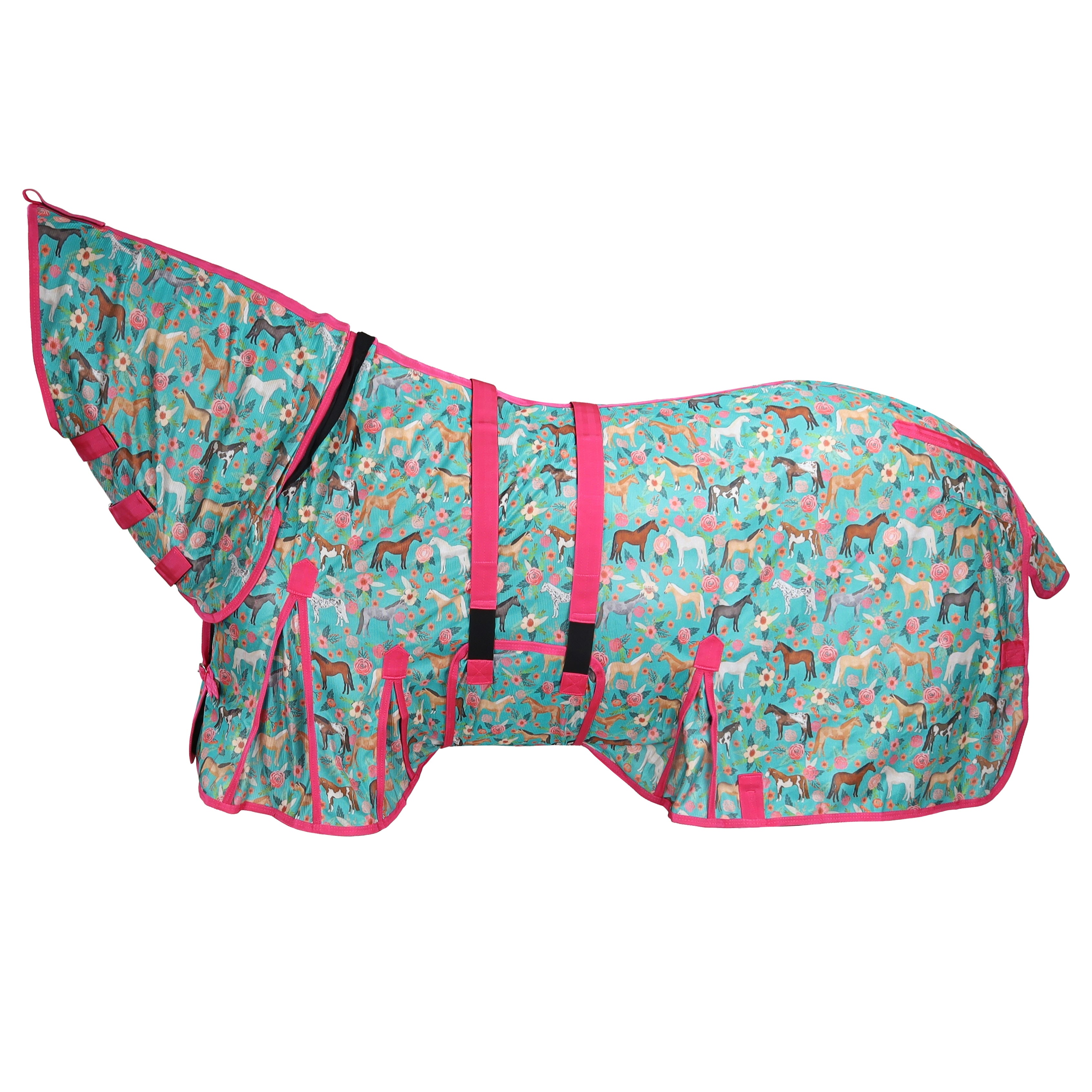 Showman Pasture Posies Mesh Fly Sheet with Neck Cover